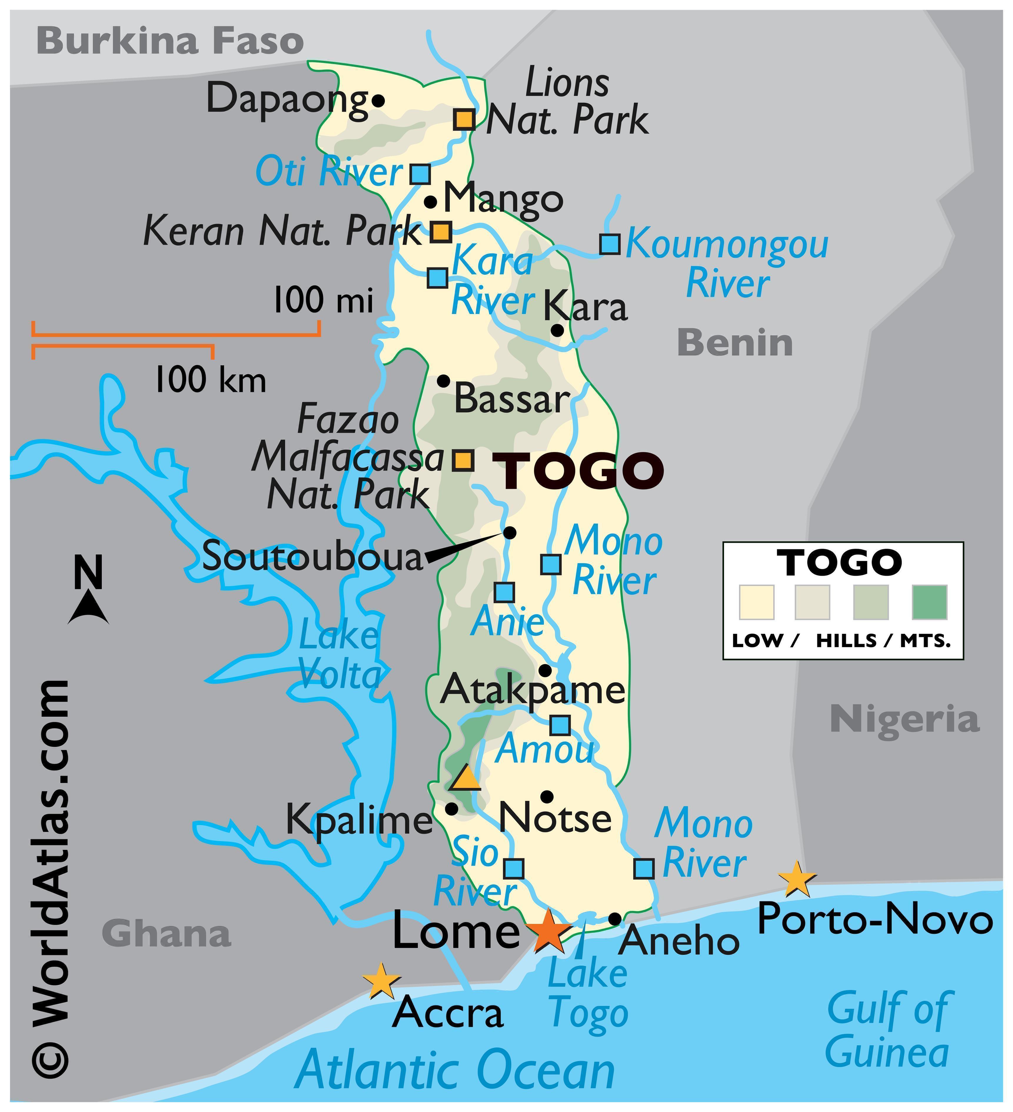 Map of Togo, Togolese Republic Maps - Mapsof.net