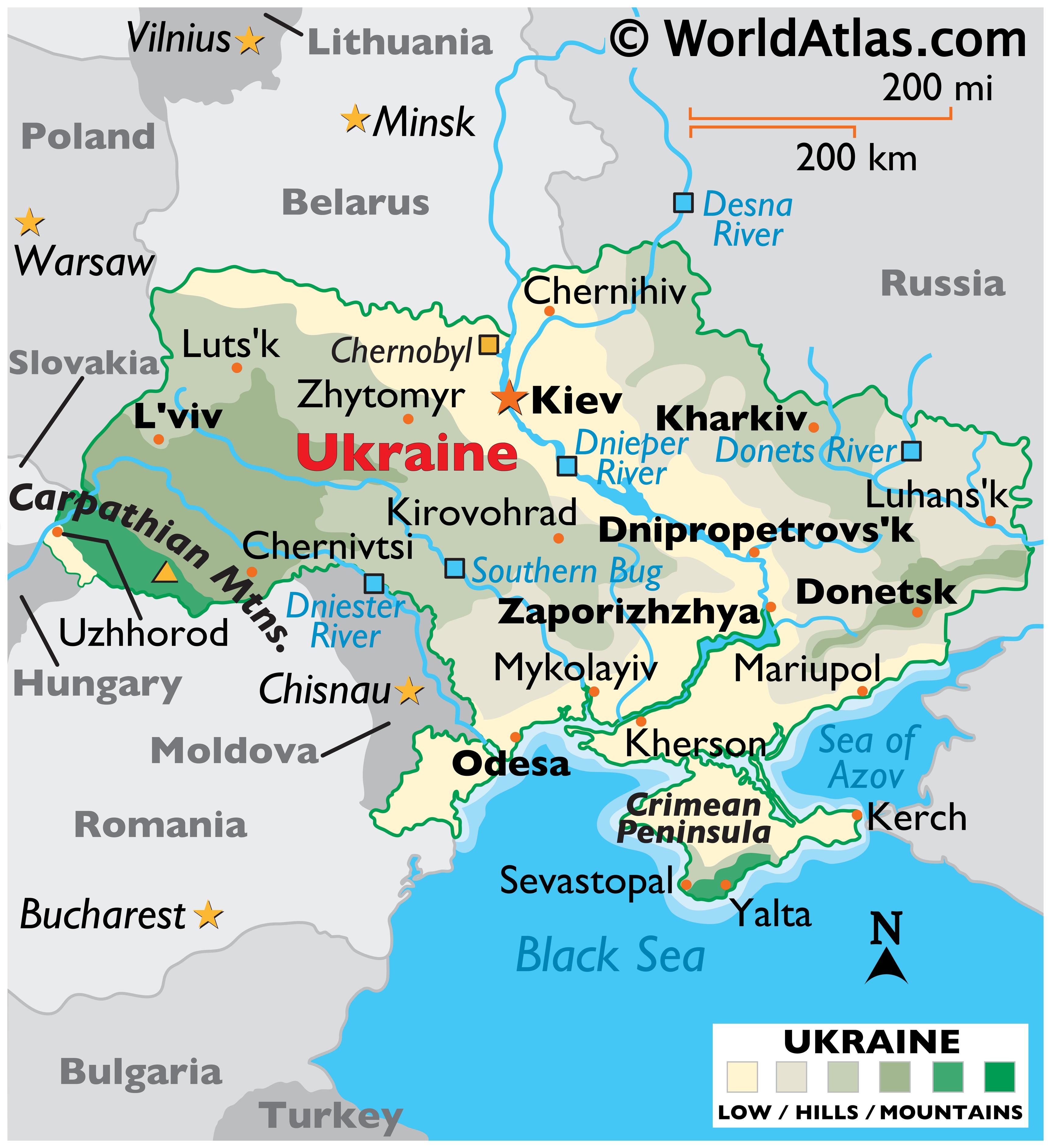 Ukraine Large Color Map Ukraine Large Color Map