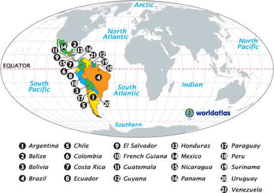 Map of Latin American Countries - Worldatlas.com
