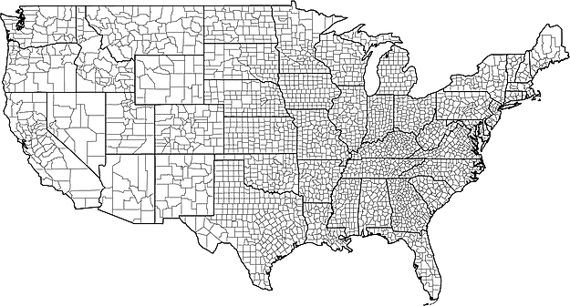 Us Map With County Boundaries