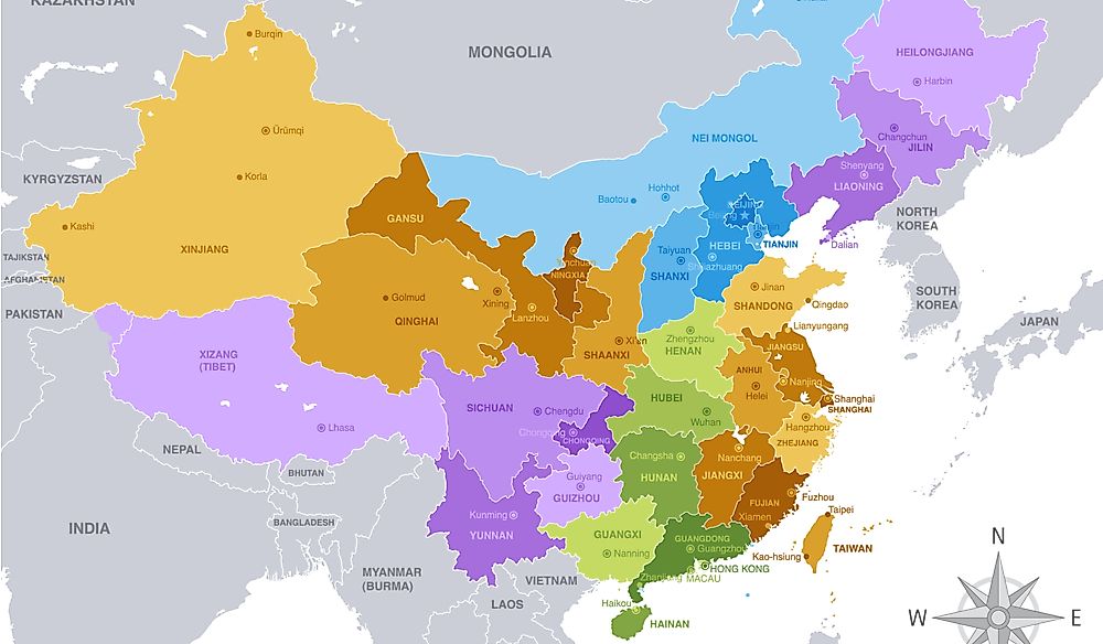 Chinese Administrative Divisions By Size WorldAtlas Chinese Administrative Divisions By Size WorldAtlas