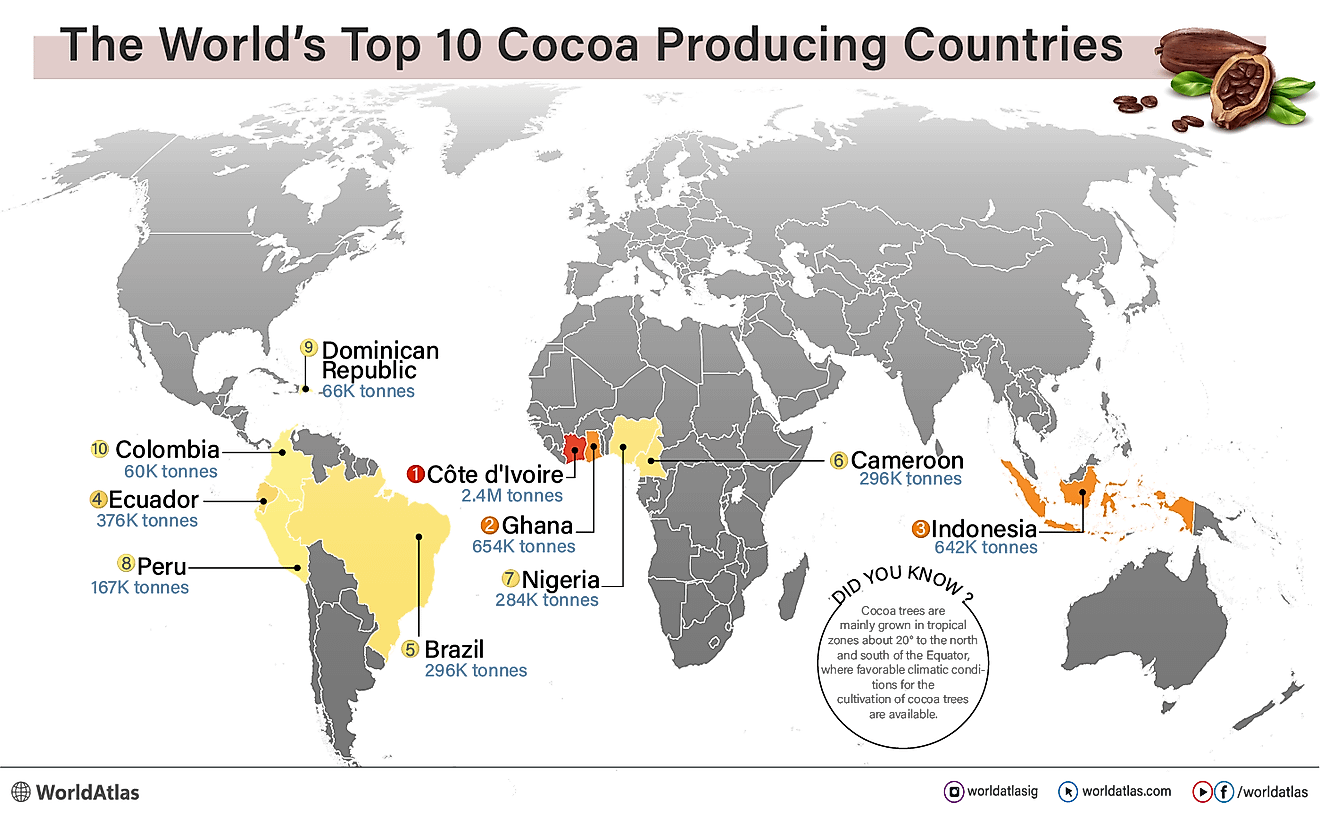 Top 10 Cocoa Producing Countries in the World - WorldAtlas
