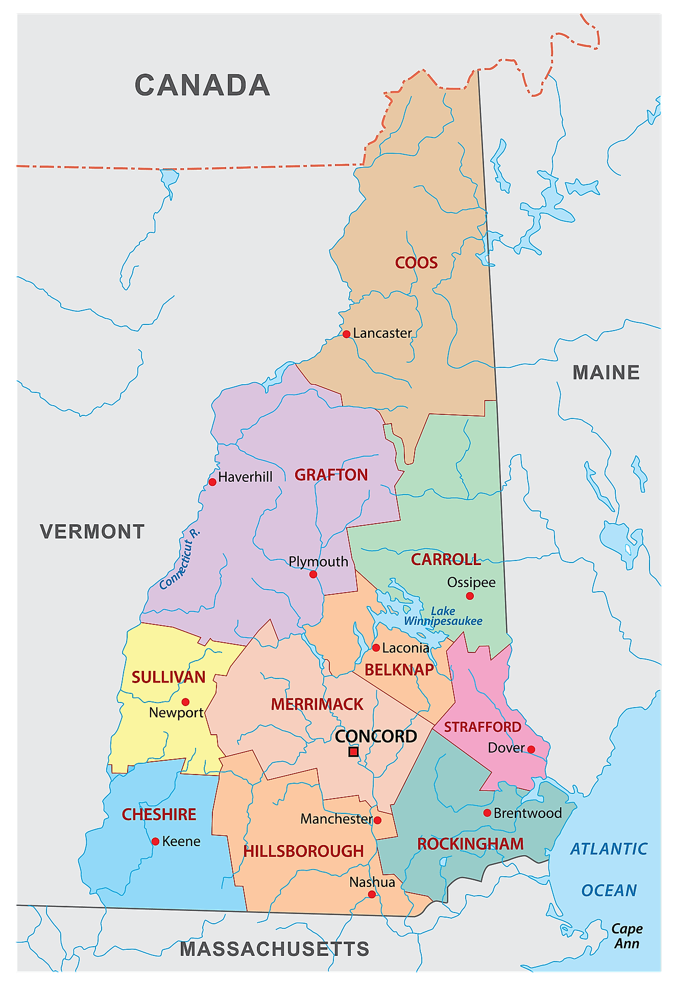 Map Of New Hampshire Cities And Roads GIS Geography 47 OFF