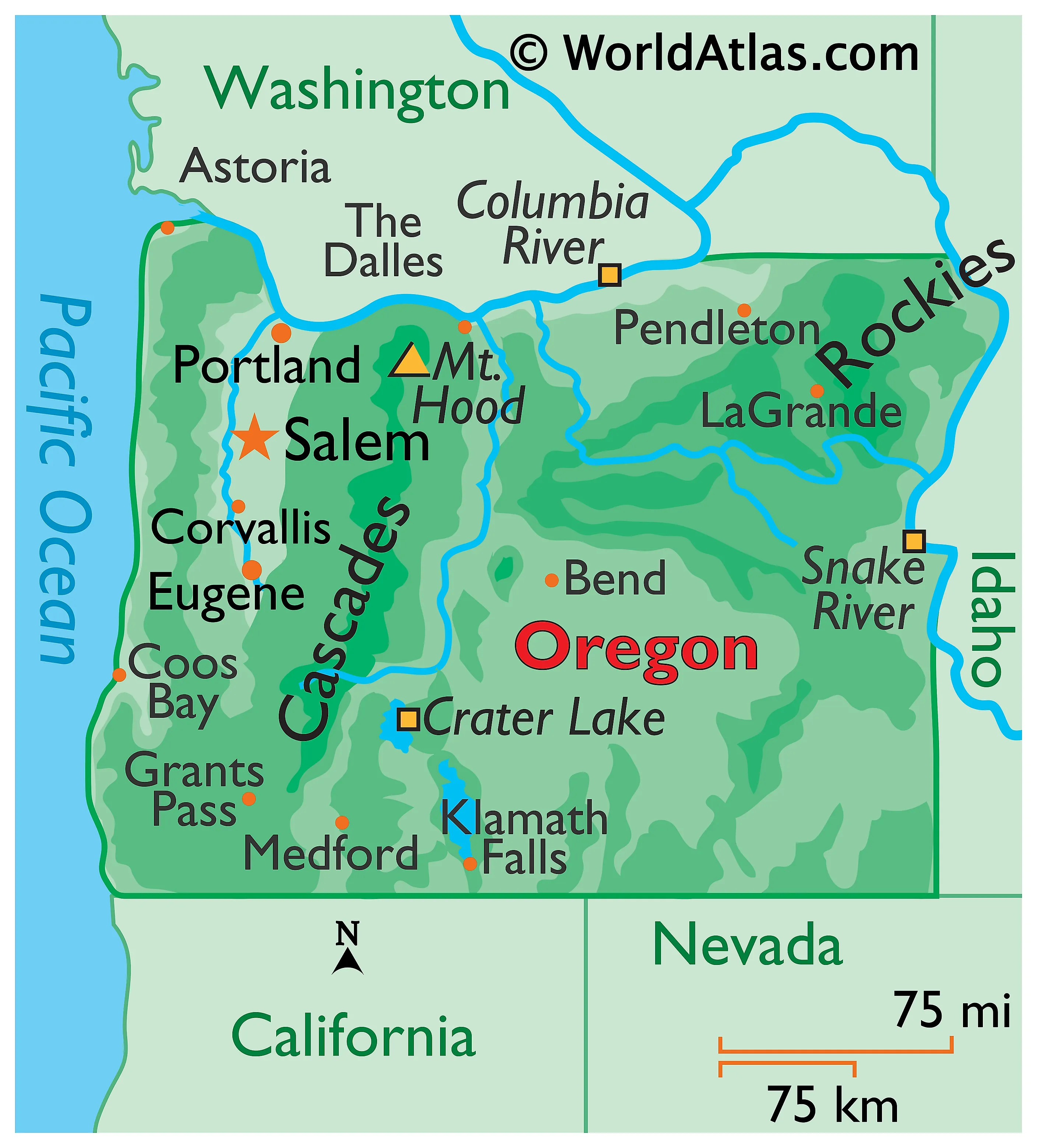 Map Of Oregon Counties With Major Cities