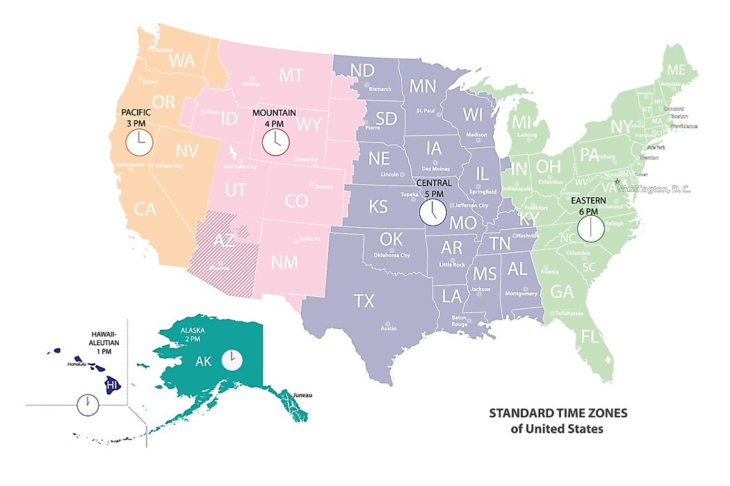 Us Time Zone Map Alaska