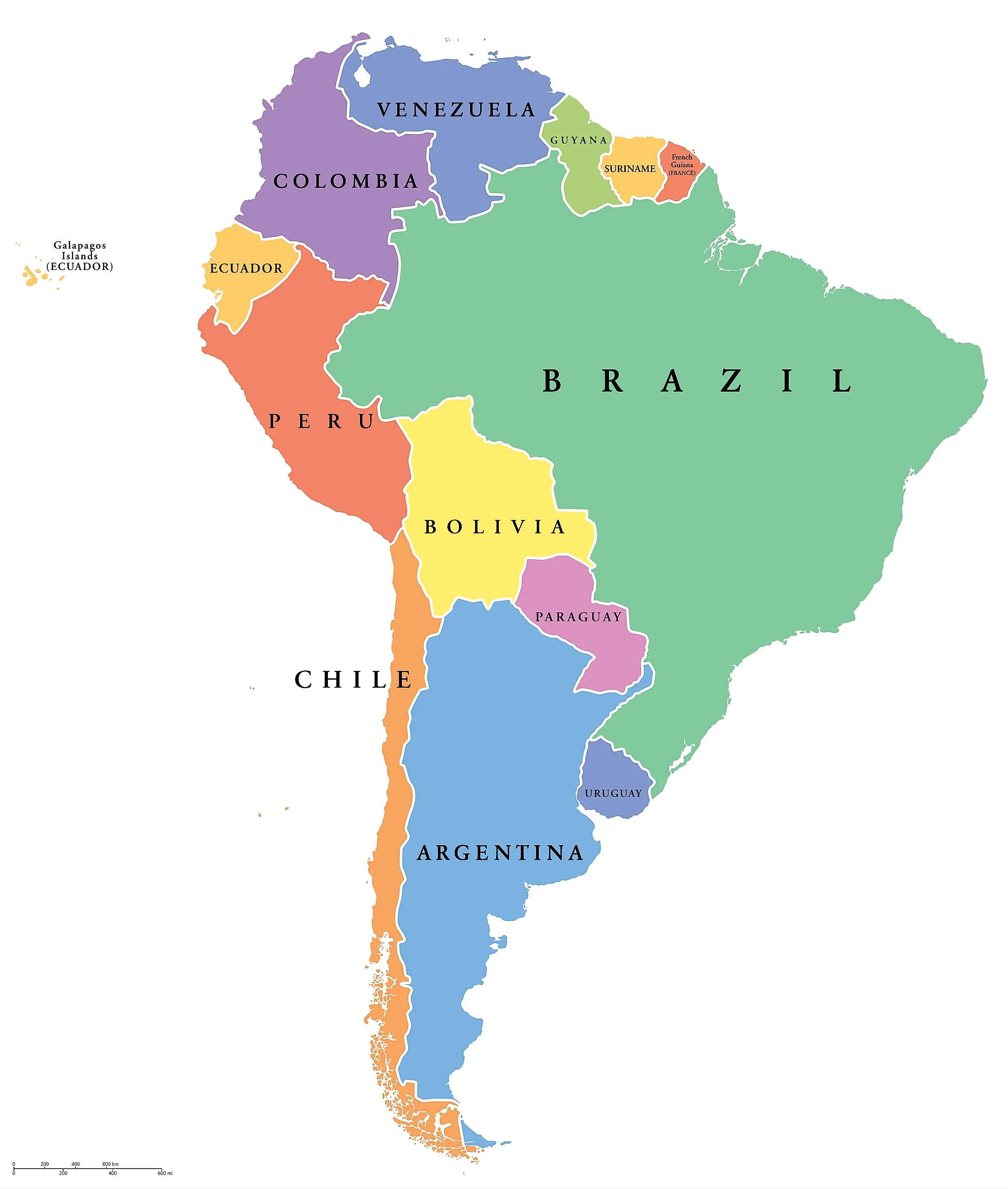 All Of South America Map Map Of South America Countries And Capitals