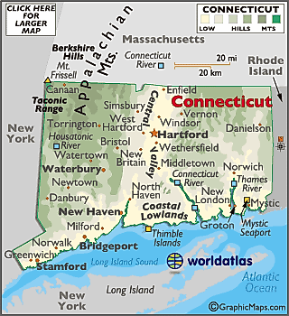 Connecticut Map / Geography of Connecticut/ Map of Connecticut ...