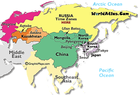 Asia North Asia Time Zones Map