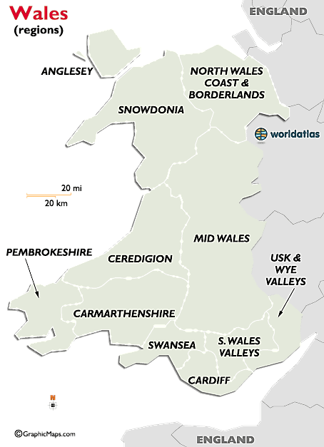 Wales Basic County Map 1m Scale Wales Maps British
