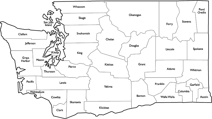 County Lines Washington State Map - United States Map