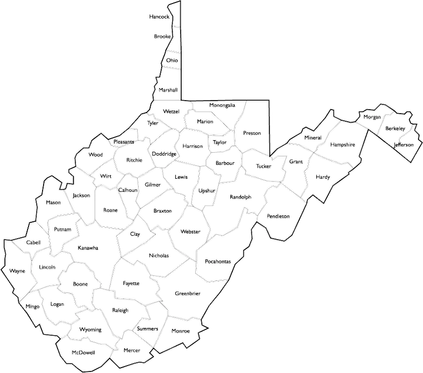West Virginia County Map