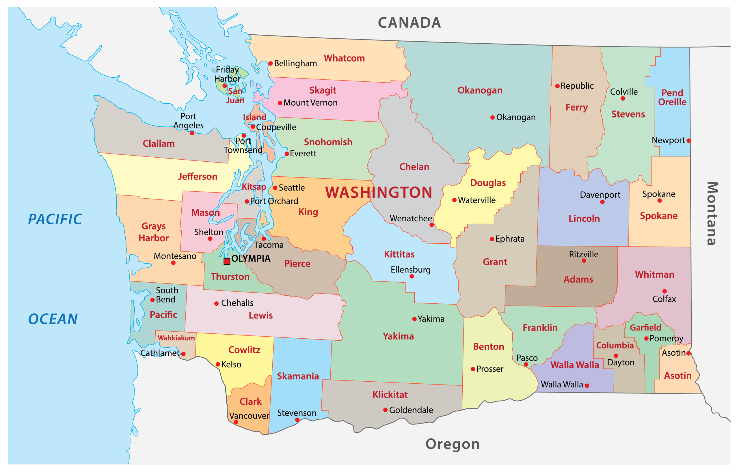 Washington Map Washington Map