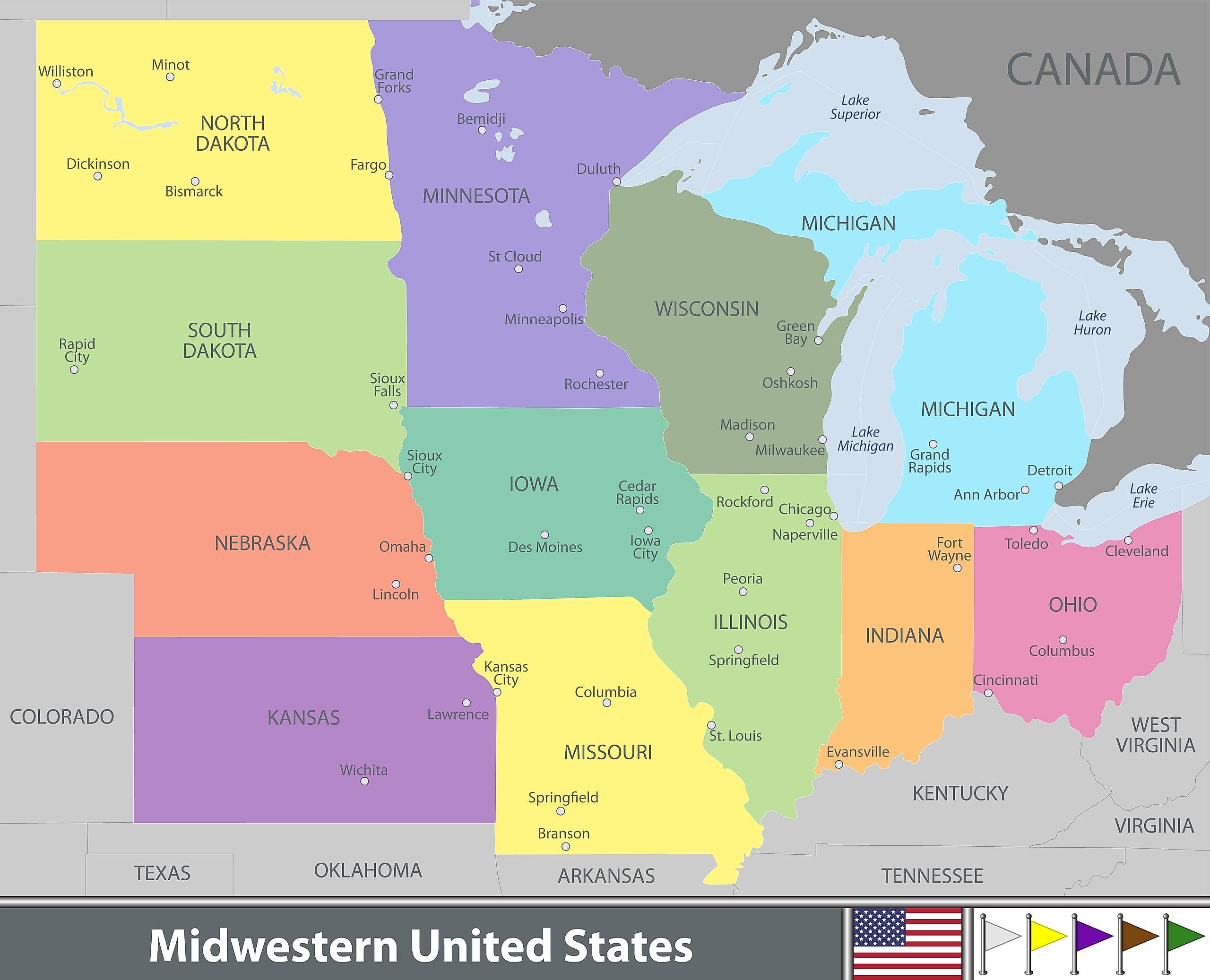 The Largest Lake In Each State Of The Midwest - WorldAtlas