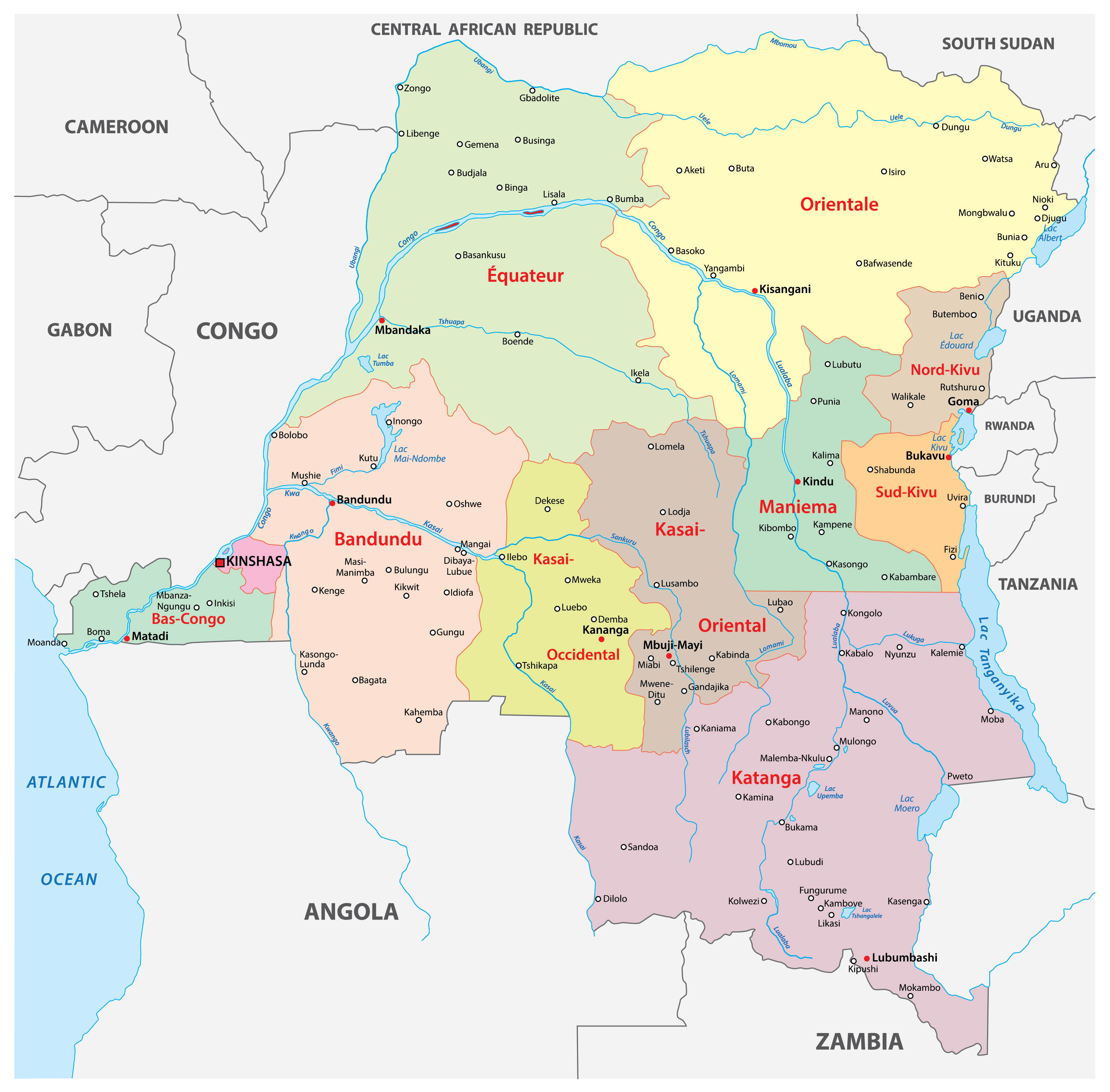 Congo Map : Democratic Republic Of The Congo Political Map With Capital ... Congo Map : Democratic Republic Of The Congo Political Map With Capital ...